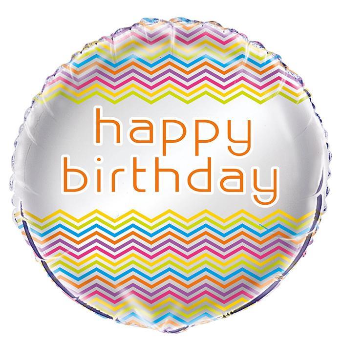 Chevron Happy Birthday Foil Balloon | The French Kitchen Castle Hill