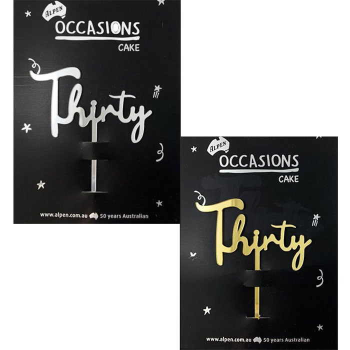 Acrylic Cake Topper | Thirty | The French Kitchen Castle Hill