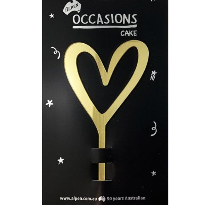 Acrylic Cake Topper | Gold Heart | The French Kitchen Castle Hill