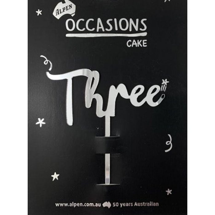 Acrylic Cake Topper | Three | The French Kitchen Castle Hill