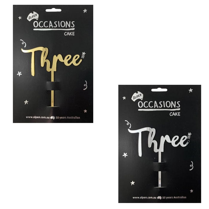 Acrylic Cake Topper | Three | The French Kitchen Castle Hill