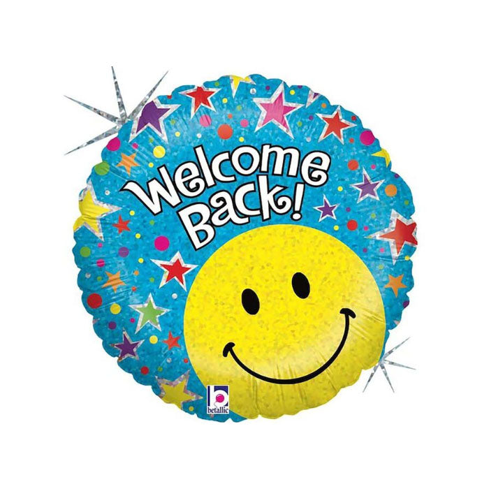 Welcome Back Smiley Face Foil Balloon 45cm – The French Kitchen Castle Hill